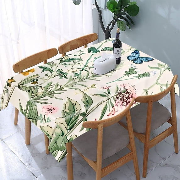 Chilfamy Butterfly Garden Botanical Rectangle Dining Tablecloth ...