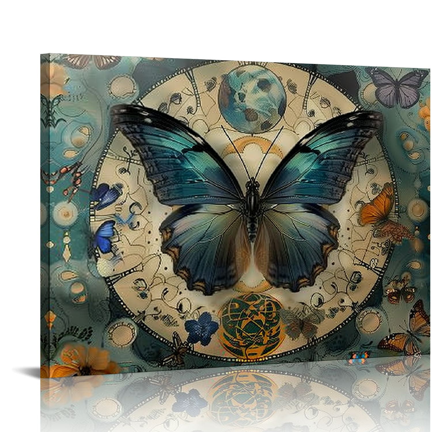 Chilfamy Butterfly Wings Circular Design Canvas Wall Art for Home Decor ...