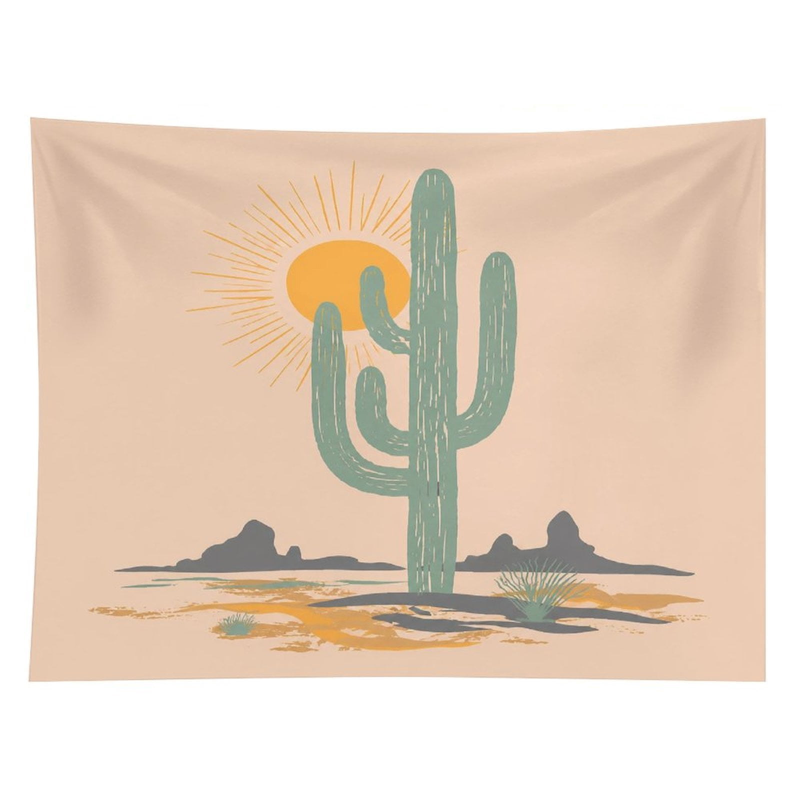 Chilfamy Cactus Desert Sun Minimalist Polyester Wall Tapestry Anti ...