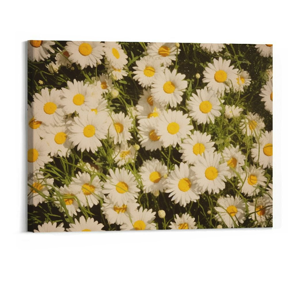 Chilfamy Canvas Print Wall Art Vibrant Spring White Daisy Flower Field ...