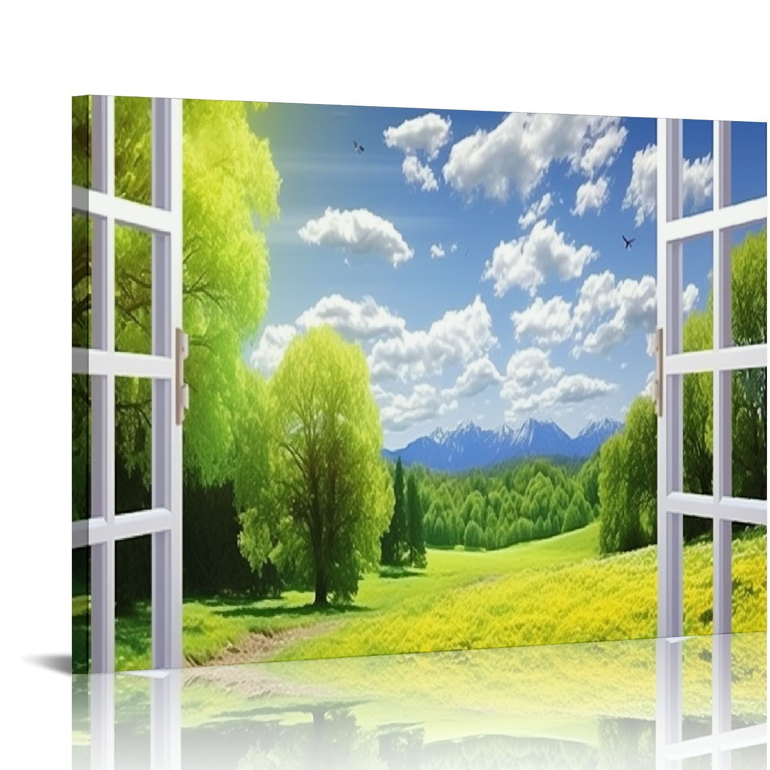 Chilfamy Canvas Print Wall Art Window Frame Sunlight Over the Hill ...