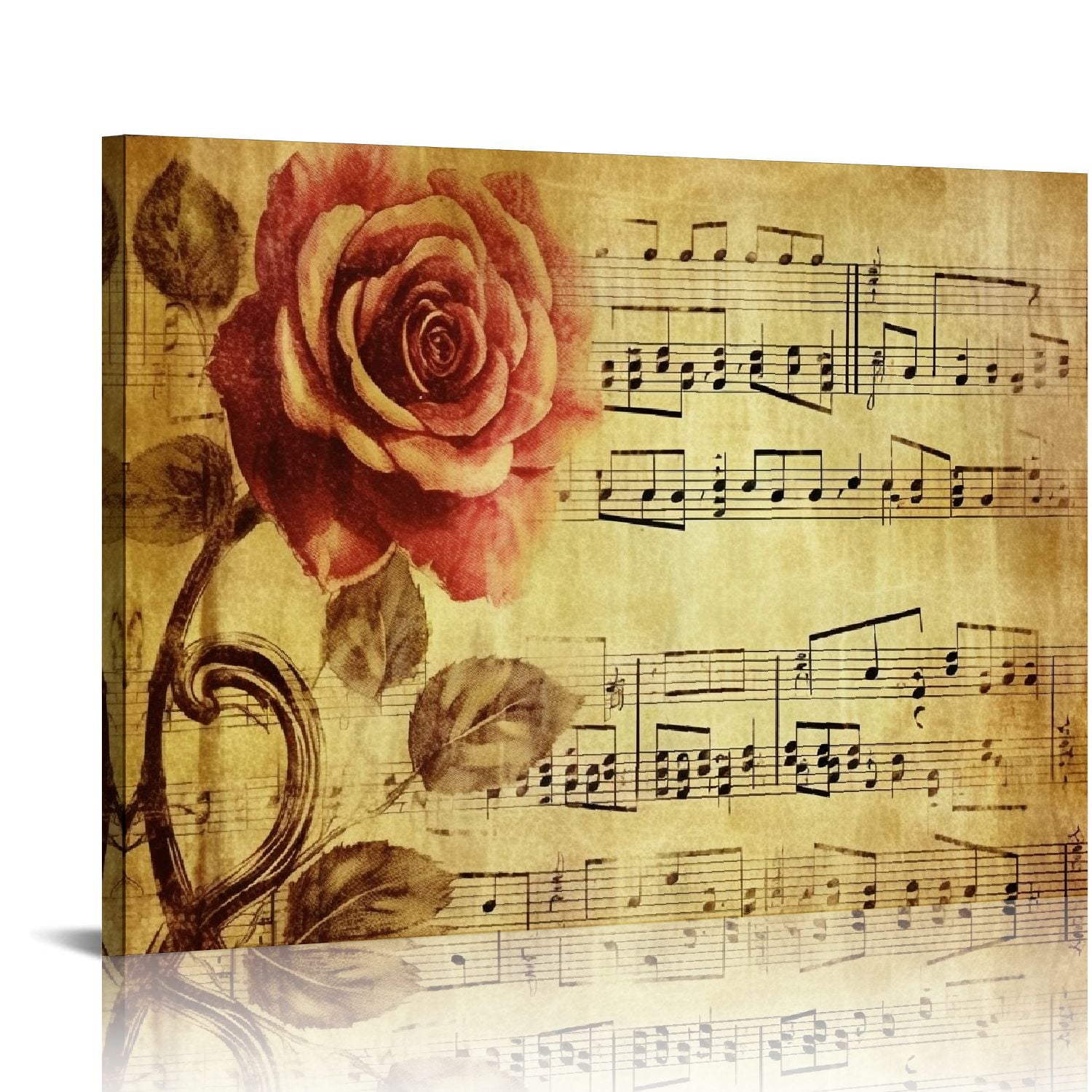 Chilfamy Canvas Print Wall Decorations Rose Music Notes Ready To Hang ...