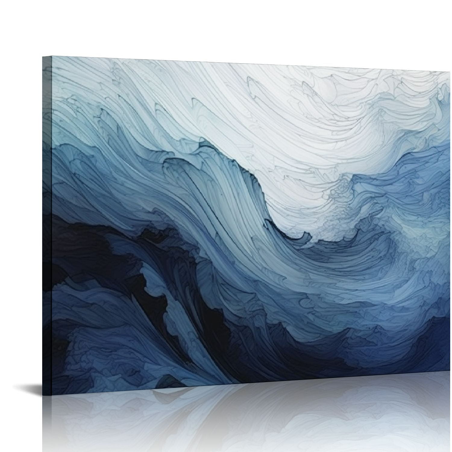 Chilfamy Canvas Wall Art Abstract Art Paintings Navy Blue Block and ...