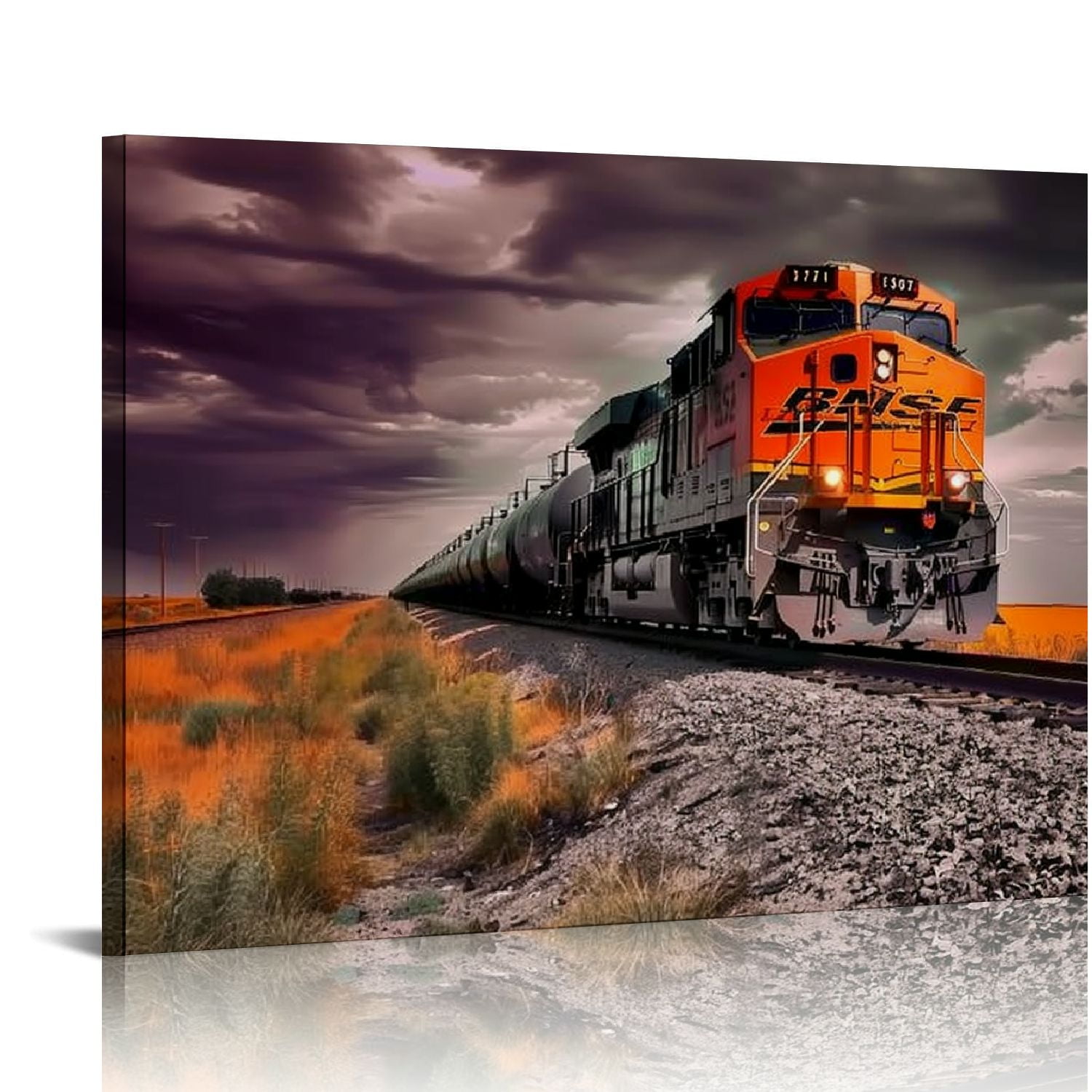 Chilfamy Canvas Wall Art Print Train Art Poster Steam Train Railroad ...