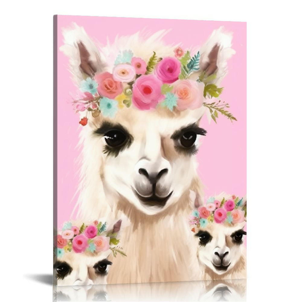Chilfamy Canvas cute alpaca Wall Art abstract Wall Art pictures Artwork ...