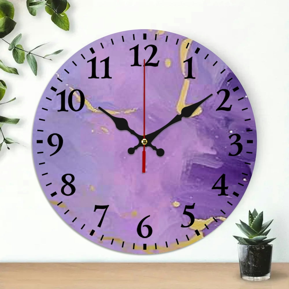 Chilfamy Cell Phone Round Wooden Wall Clock for Home Decor - Battery ...