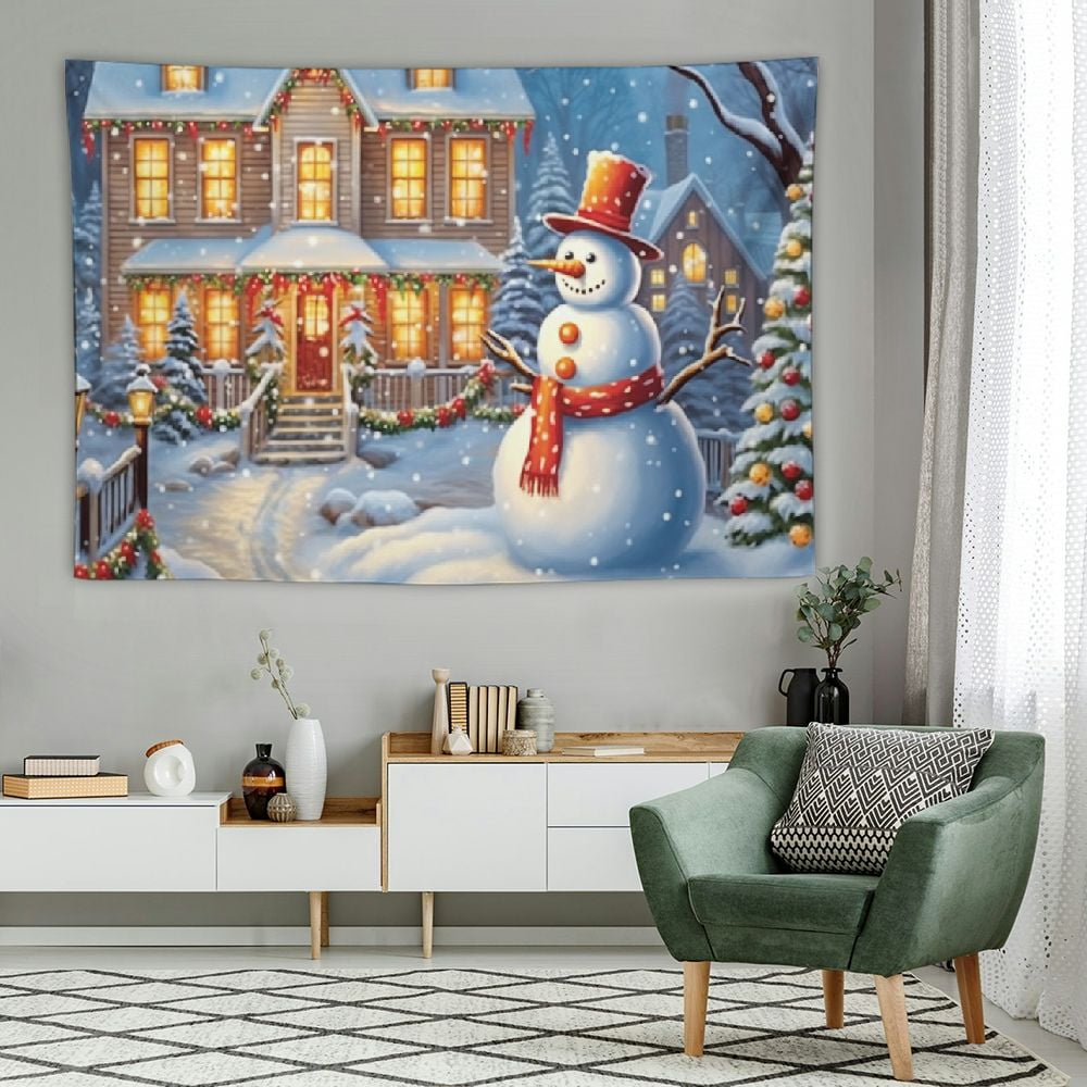 Chilfamy Christmas Tapestry Xmas Tree Tapestries Snowman Tapestry Snow ...