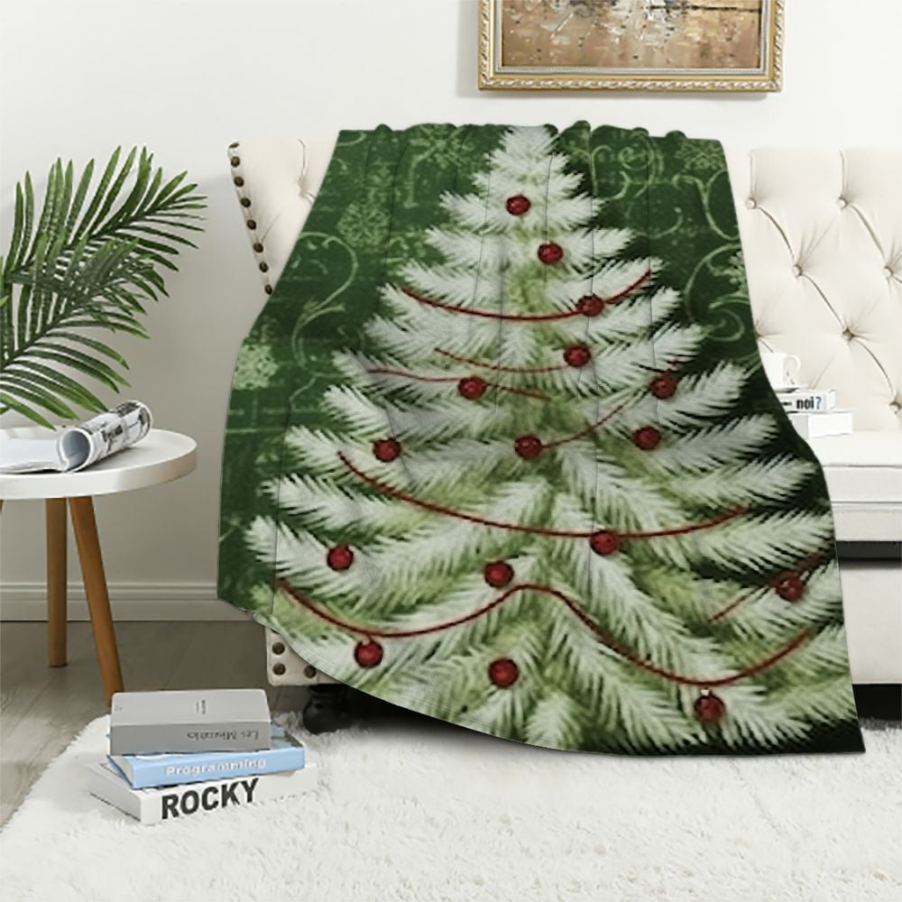 Chilfamy Christmas Tree Ornaments Print Throw Blanket for Bed Couch Car - Exquisite Gifts for ...