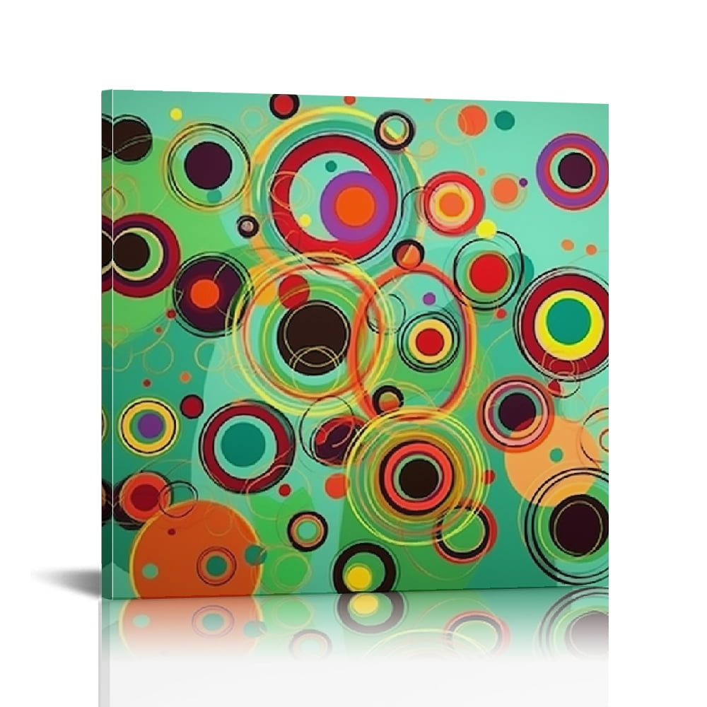 Chilfamy Circles Dots Abstract Painting Canvas Wall Art Decor 16x16in ...
