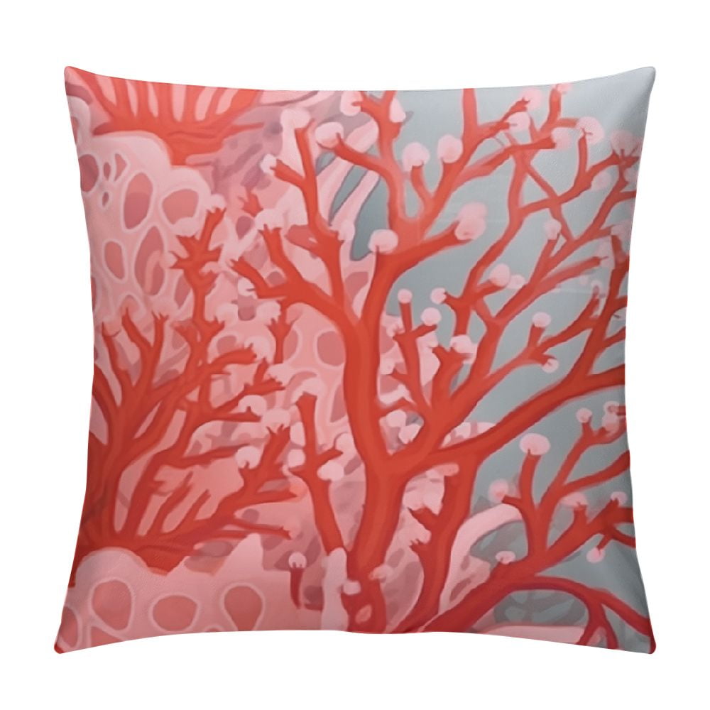Chilfamy Coastal Coral Pillow Covers Accent Decorative Beach Ocean ...
