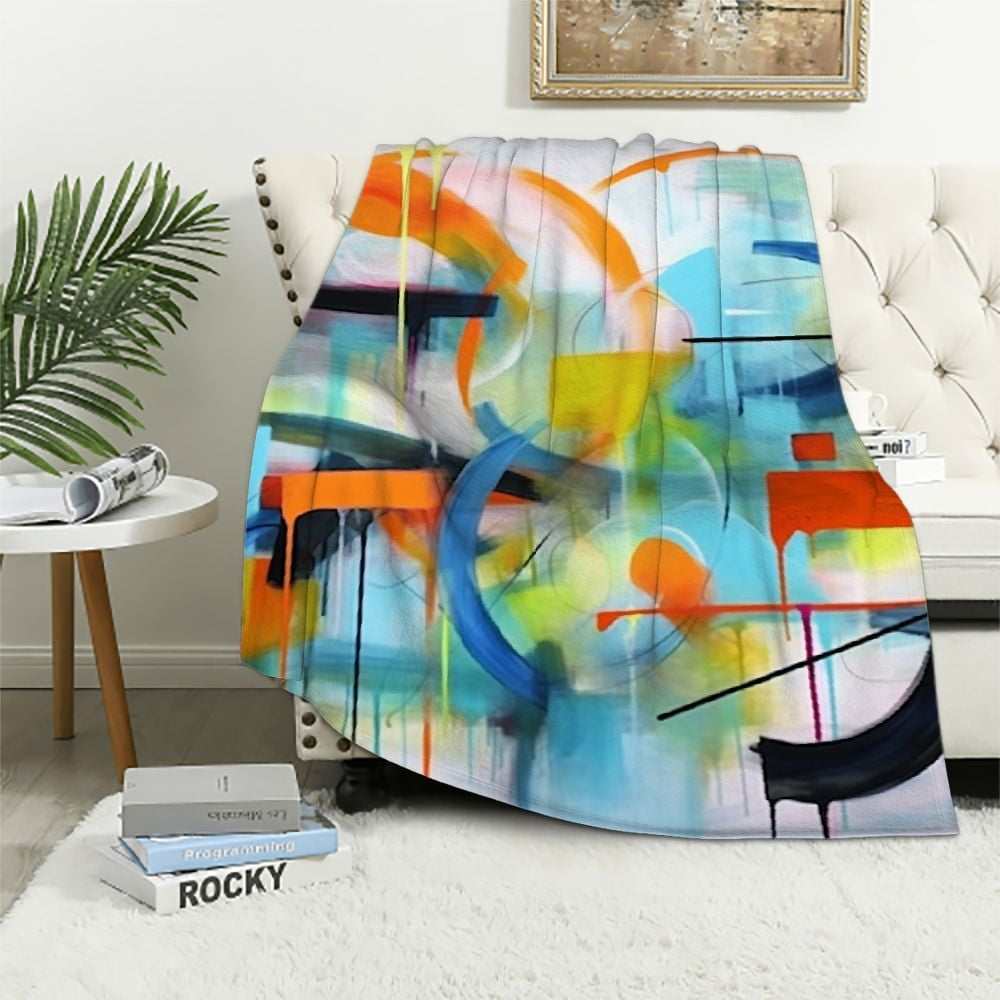 Chilfamy Colors Shapes Abstract Brush Strokes Print Throw Blanket ...