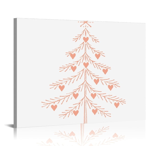 Chilfamy Coral Heart Christmas Tree Modern Wall Decor, Wall Art Canvas ...