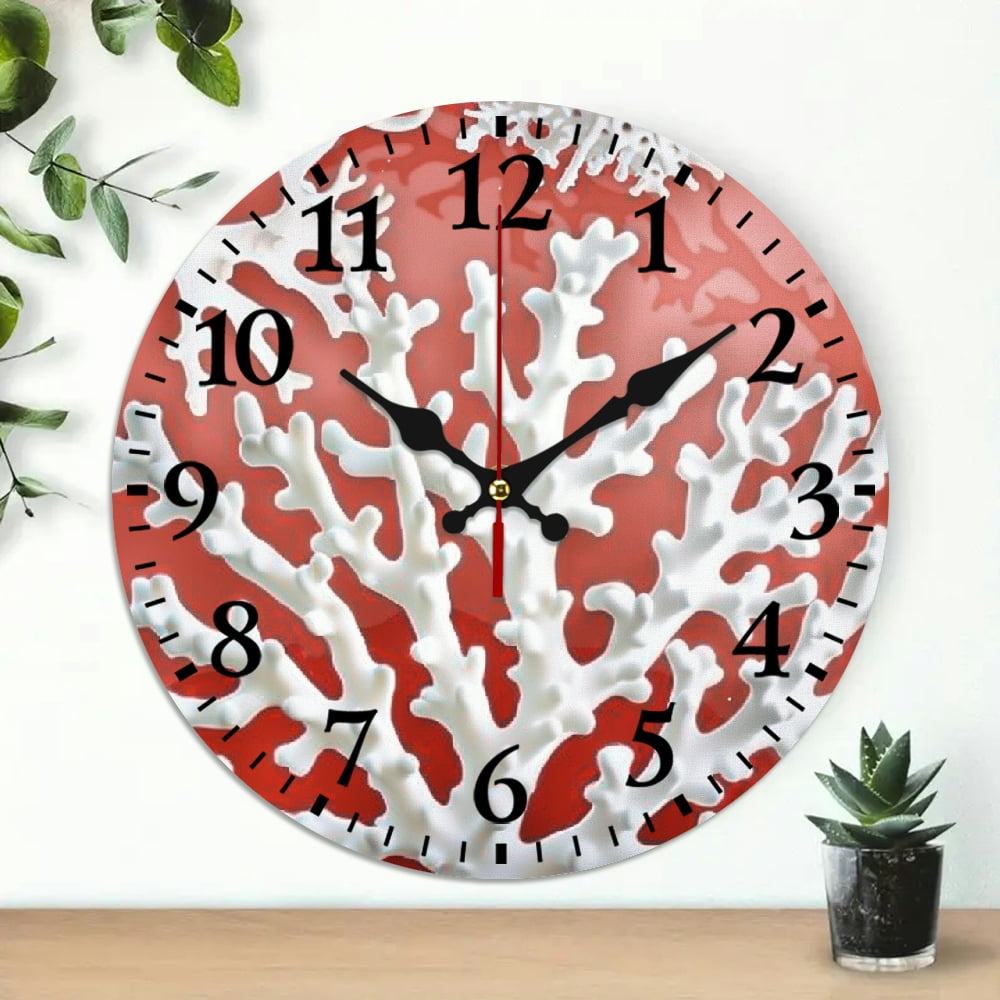 Chilfamy Coral Wall Clock Silent Mechanical Movement Decorating Living ...