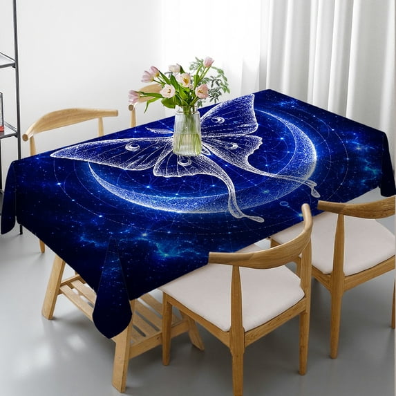 Chilfamy Cosmic Luna Moth Print Rectangle Dining Tablecloth, Festive ...