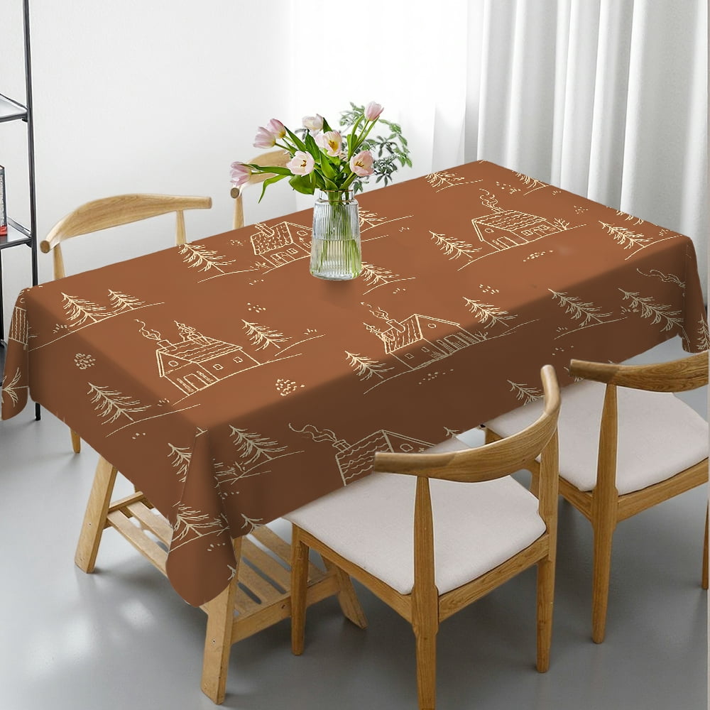 Chilfamy Cozy Village Snow Scene Rectangle Dining Tablecloth, Holiday ...