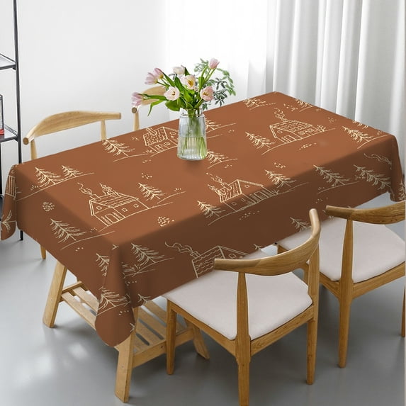 Chilfamy Cozy Village Snow Scene Rectangle Dining Tablecloth, Holiday ...