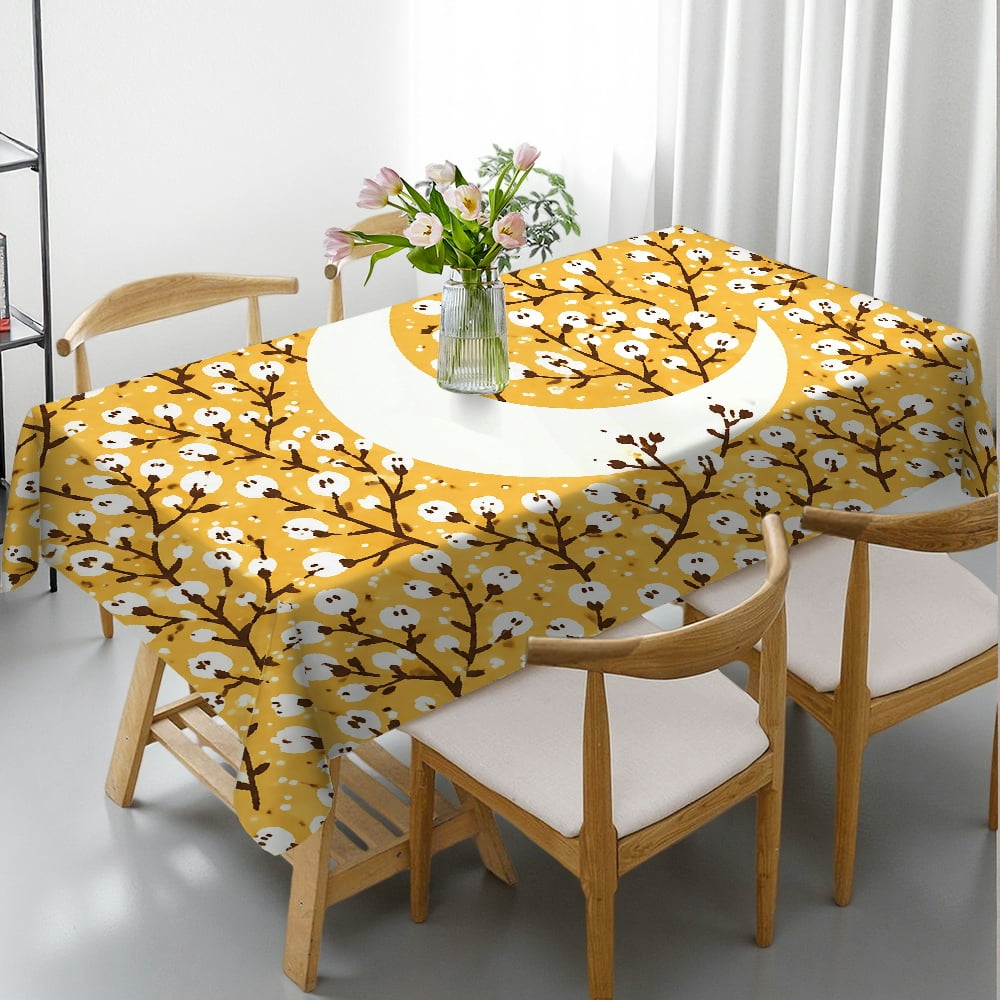 Chilfamy Crescent Moon Among White Berries Rectangle Dining Tablecloth ...
