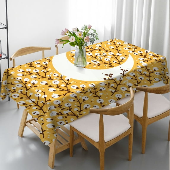 Chilfamy Crescent Moon Among White Berries Rectangle Dining Tablecloth ...