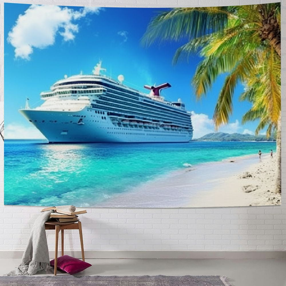 Chilfamy Cruise Ship Tapestry Caribbean Sea Palm Tree Coral Beach ...