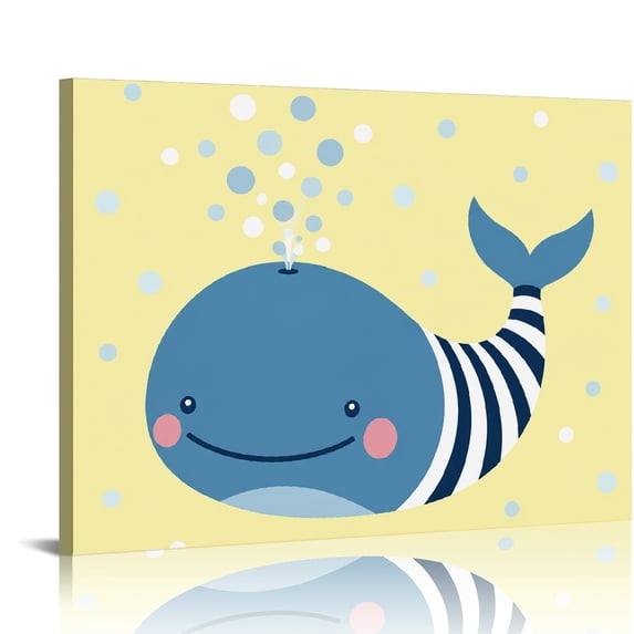 Chilfamy Cute Whale Cartoon Modern Wall Decor, Ready to Hang, Wall Art ...