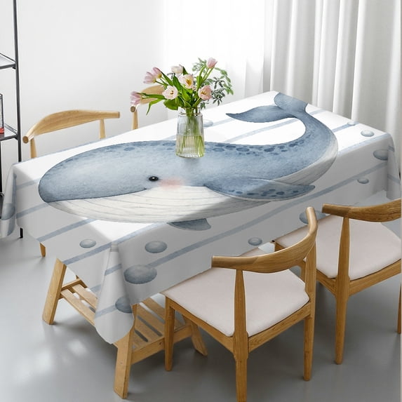 Chilfamy Cute Whale Watercolor Rectangle Dining Tablecloth, Festive ...