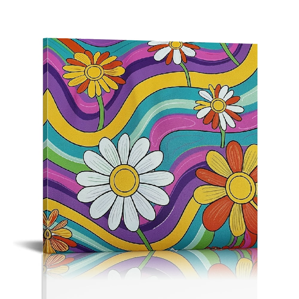Chilfamy Daisies Psychedelic Pop Art Canvas Wall Art Ready To Hang ...