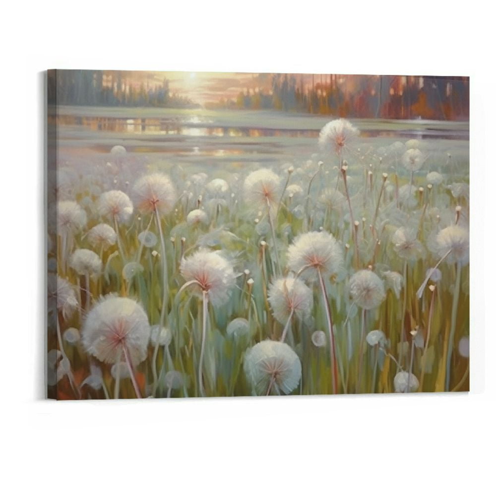 Chilfamy Dandelions In The Field At Sunset Poster Canvas Wall Art ...