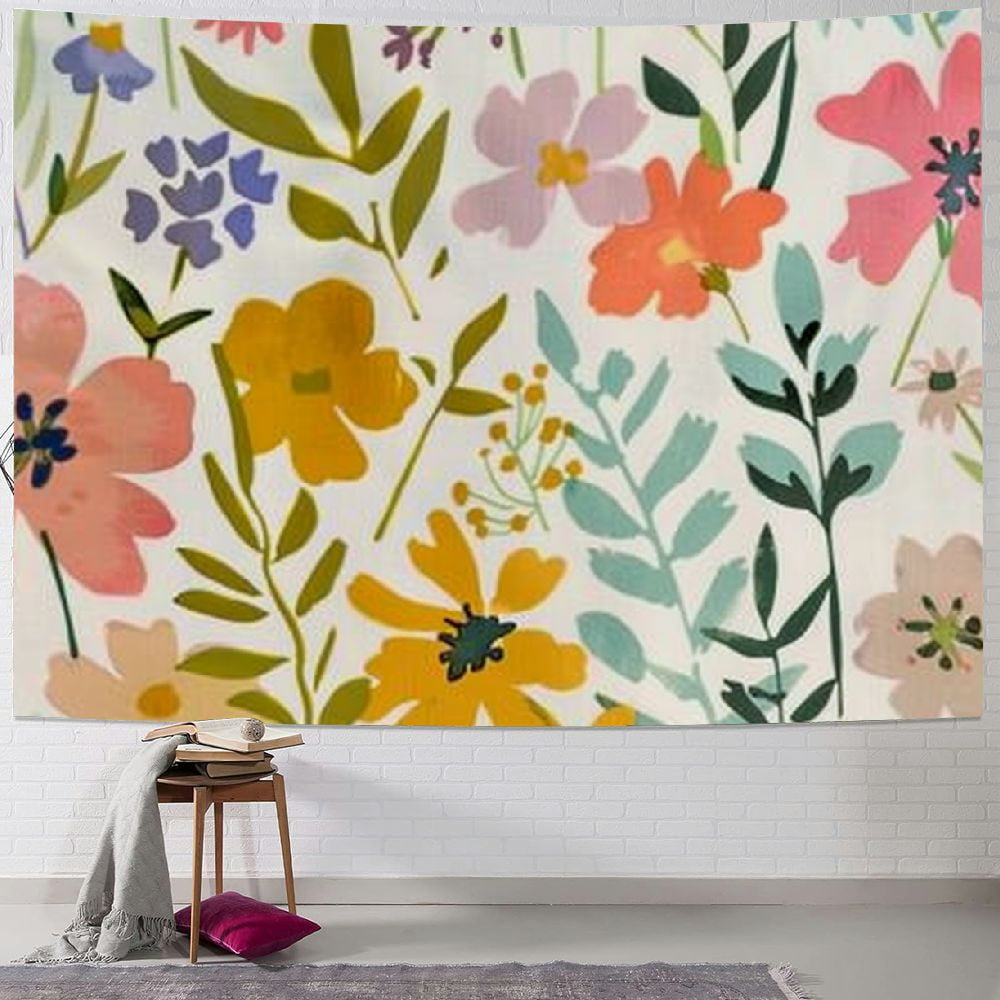 Chilfamy Danish Pastel Botanical Flower Market Tapestry Aesthetic ...