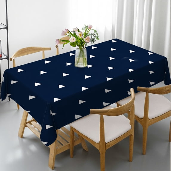 Chilfamy Dark Blue Triangle Grid Rectangle Dining Tablecloth, Kitchen ...