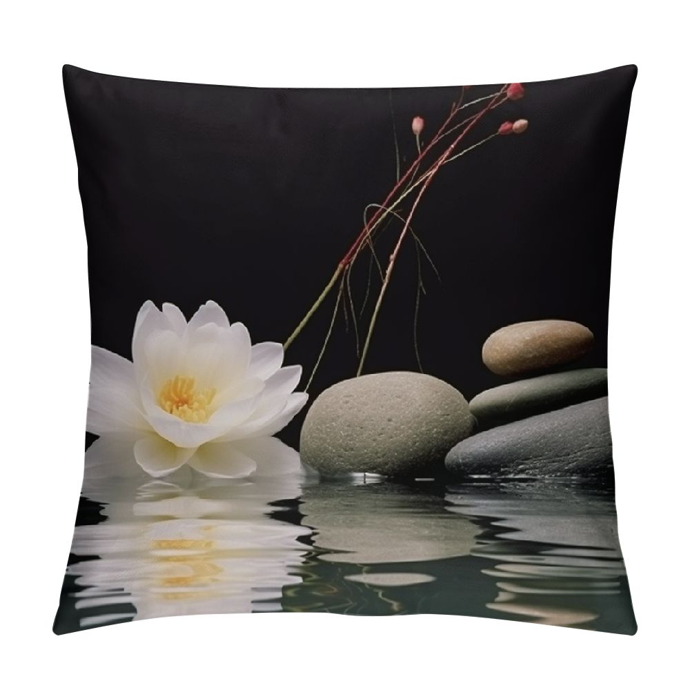 Chilfamy Decorative Throw Pillow Cover Asian Zen Stone, Pillow Covers ...