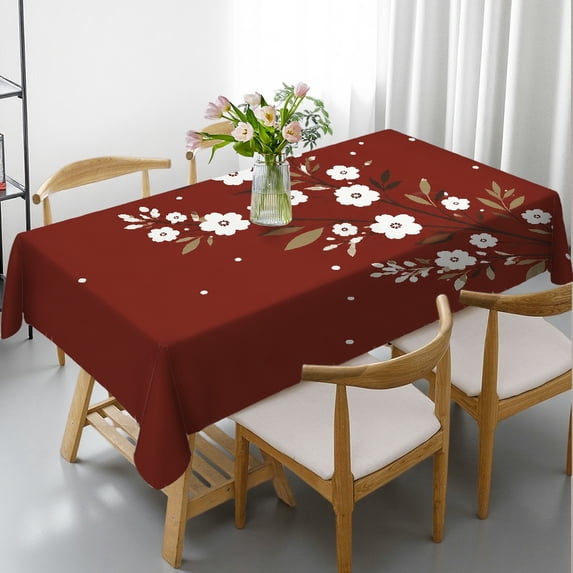 Chilfamy Diagonal Cherry Blossom Branch Print Rectangle Dining ...