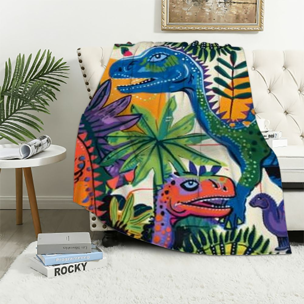 Chilfamy Dinosaur Blanket Gifts for Boys Cute Colorful Dino Throw ...