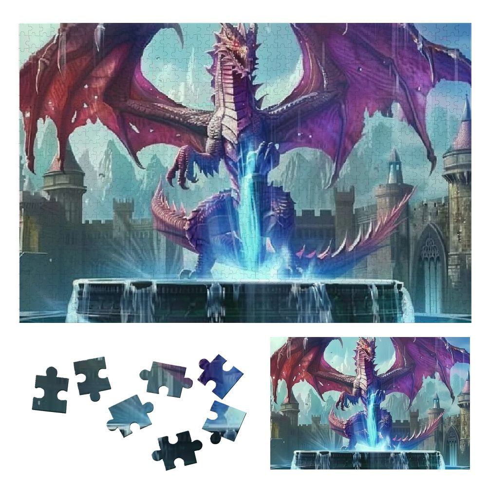 Chilfamy Dragon Castle Fountain Wooden Jigsaw Puzzle for Adults ...