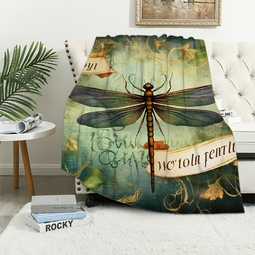 Chilfamy Dragonfly Leaves Magical Realism Ideal Comfy Throw Blanket for ...