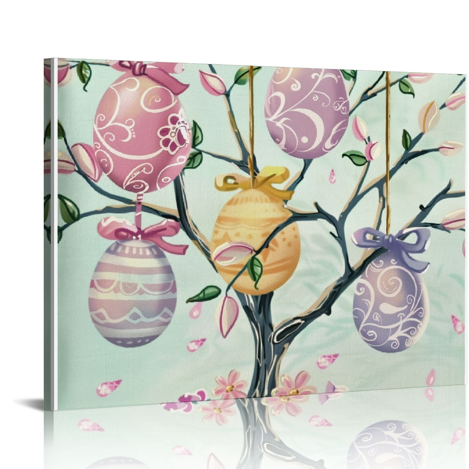 Chilfamy Easter Eggs Branches Pastel Colors Canvas Prints Wall Art for ...