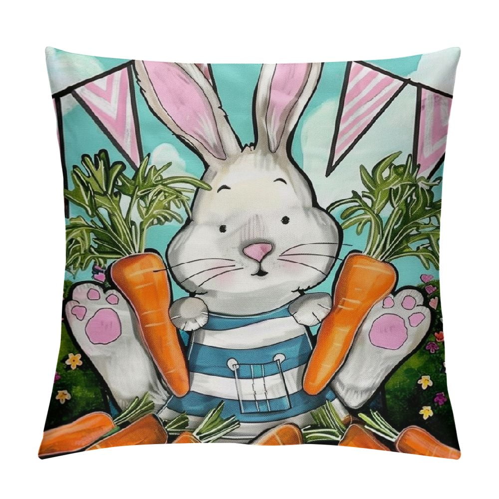 Chilfamy Easter Pillow Covers , Decorative Easter Bunny Eggs Pillow ...