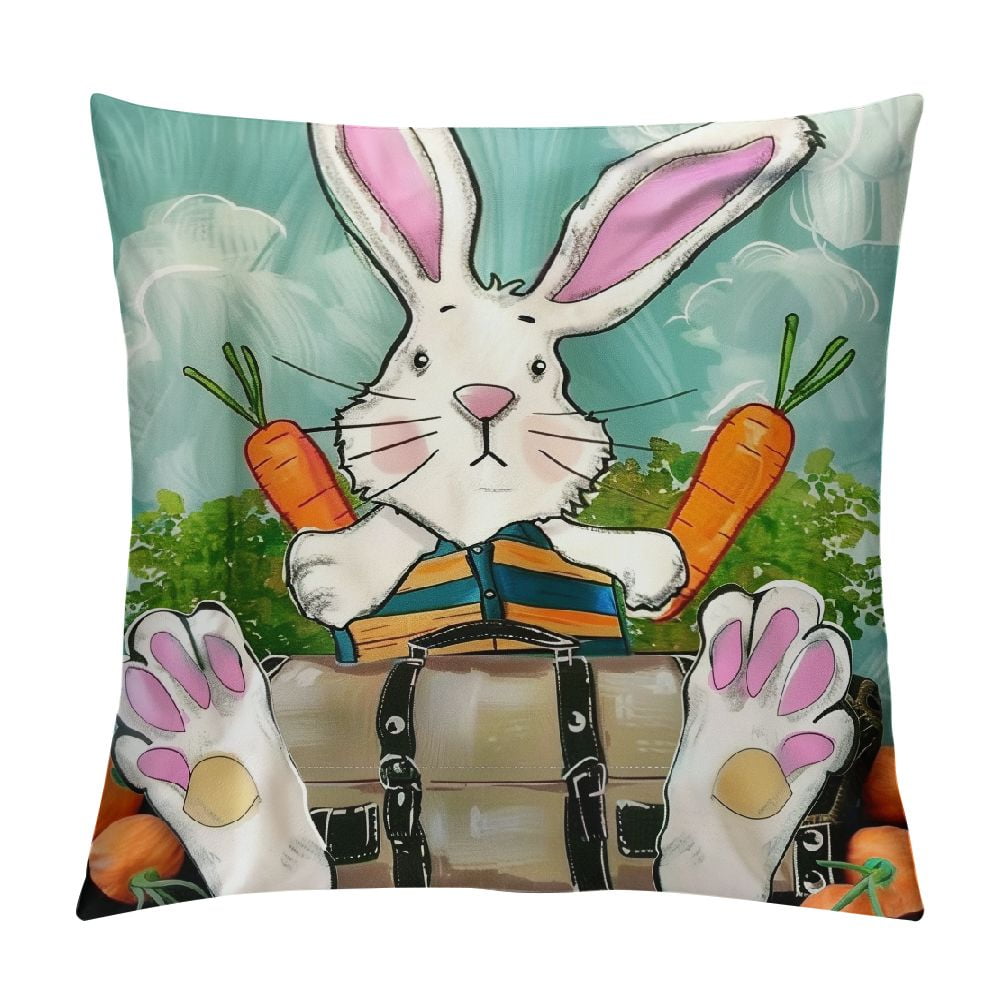 Chilfamy Easter Pillow Covers , Decorative Easter Bunny Eggs Pillow ...