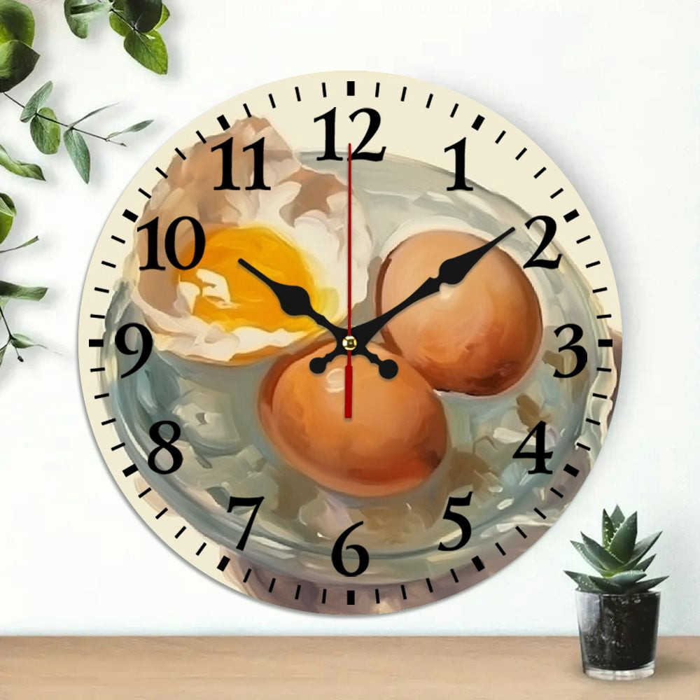 Chilfamy Eggs Wall Hanging Decor 10 Inch Wall Clock for Living Room and ...