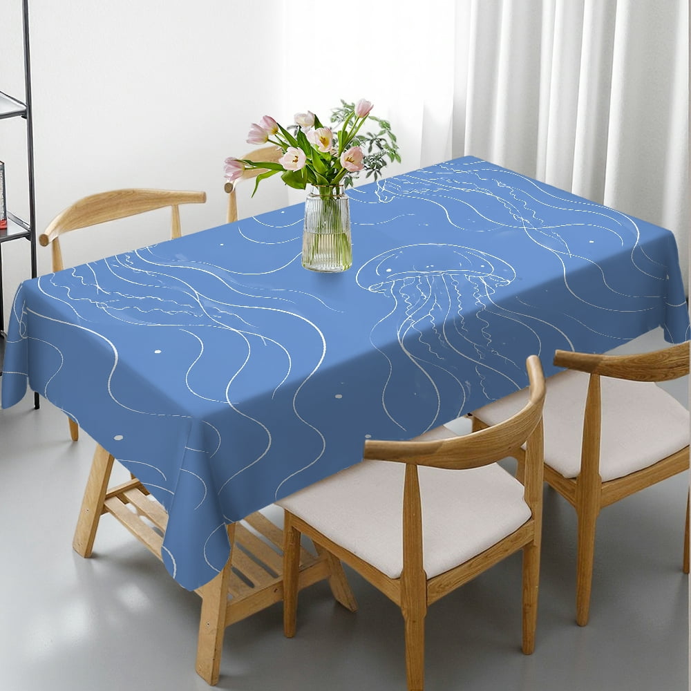 Chilfamy Elegant Jellyfish Line Art Pattern Rectangle Dining Tablecloth ...
