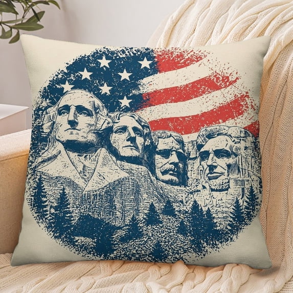 Chilfamy Envelope Throw Pillow Cover, Mount Rushmore Portrait With Flag ...