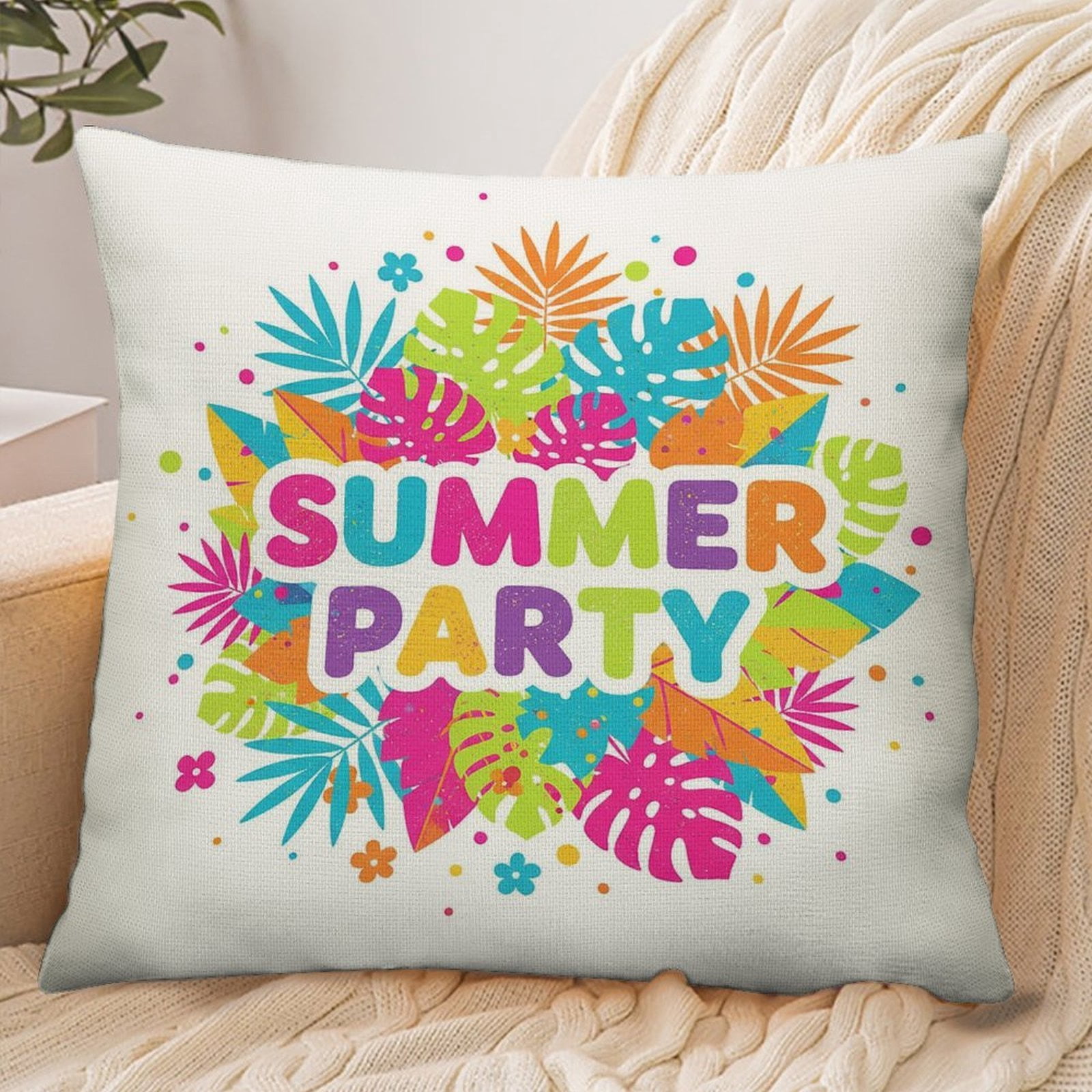 Chilfamy Envelope Throw Pillow Cover, Neon Summer Party Soft Polyester ...