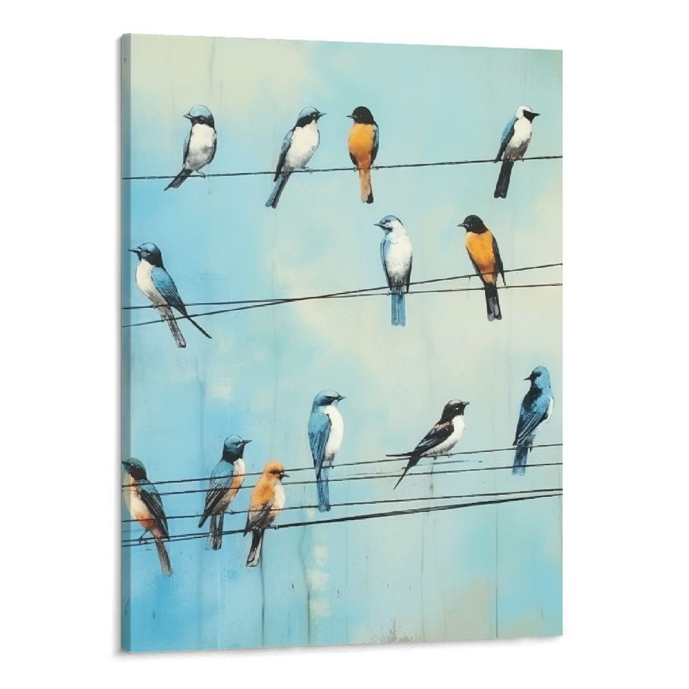 Chilfamy Fall Decor Colorful Flock Canvas Wall Art Picture 16x20in for ...