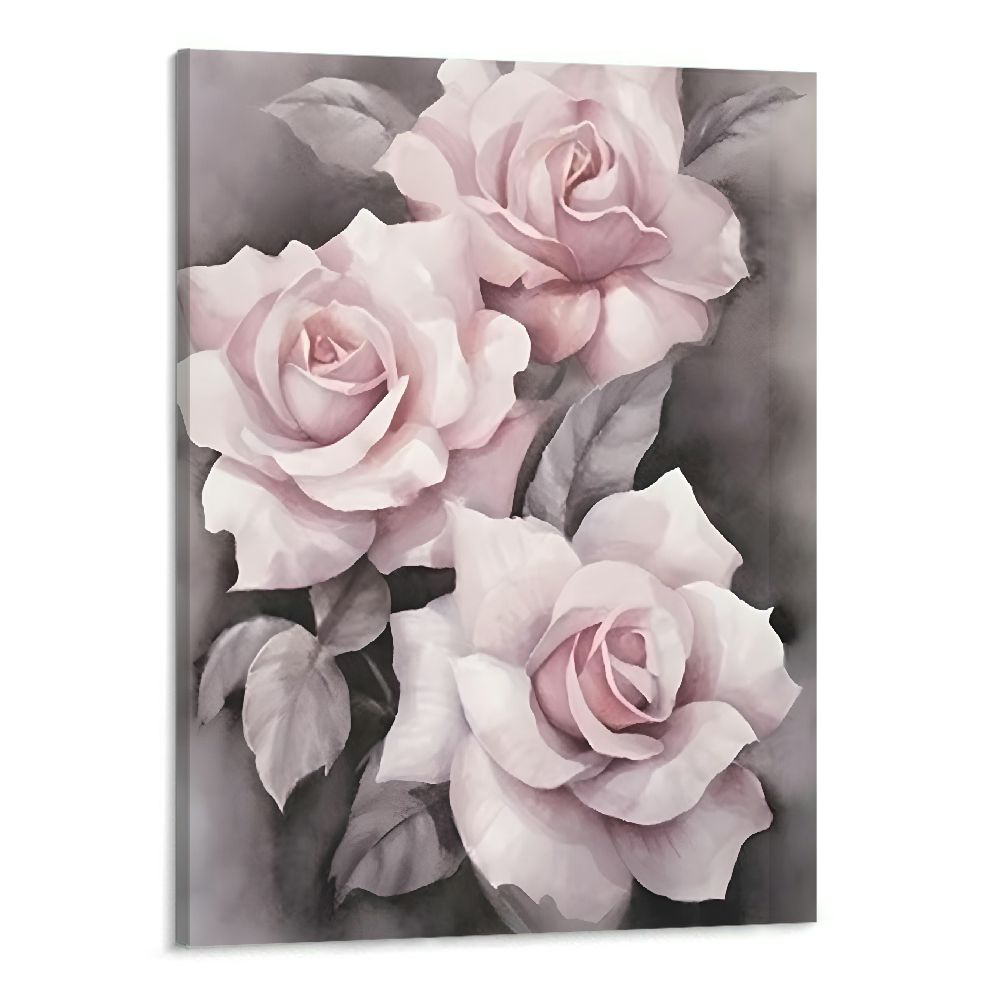 Chilfamy Fall Decor Grey Pink Rose Canvas Wall Art Picture 16x20in for ...