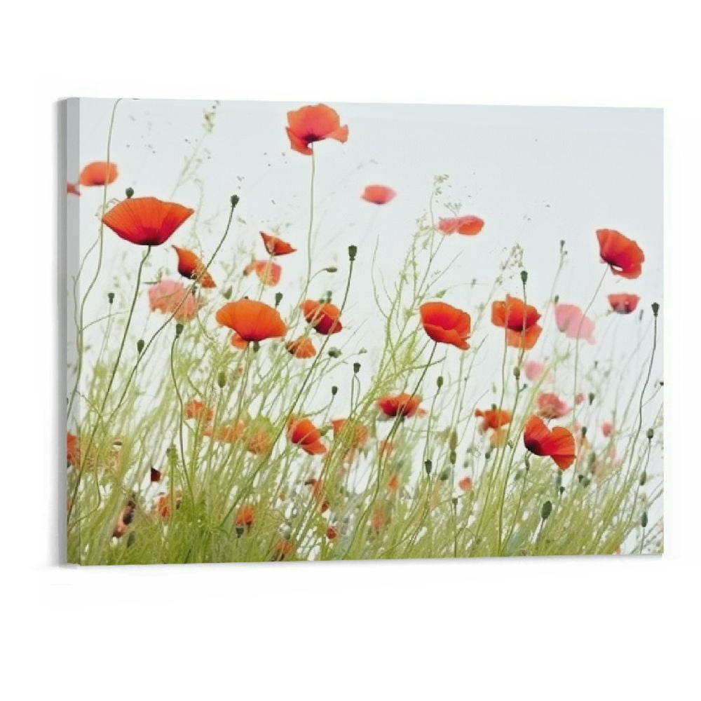 Chilfamy Fall Decor Red Flowers Canvas Wall Art Picture 20x16in for ...
