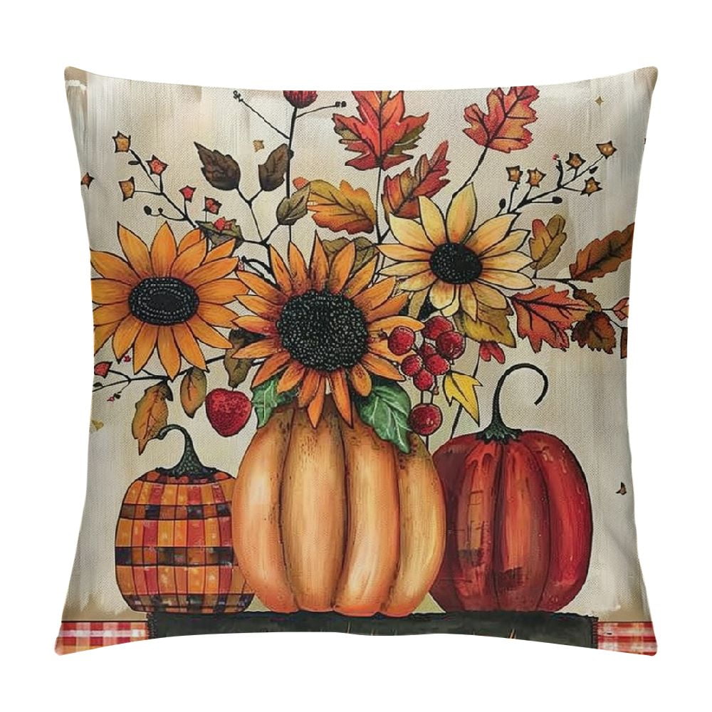 Chilfamy Fall Decorations Pillow Covers,Autumn Flower Pillows ...