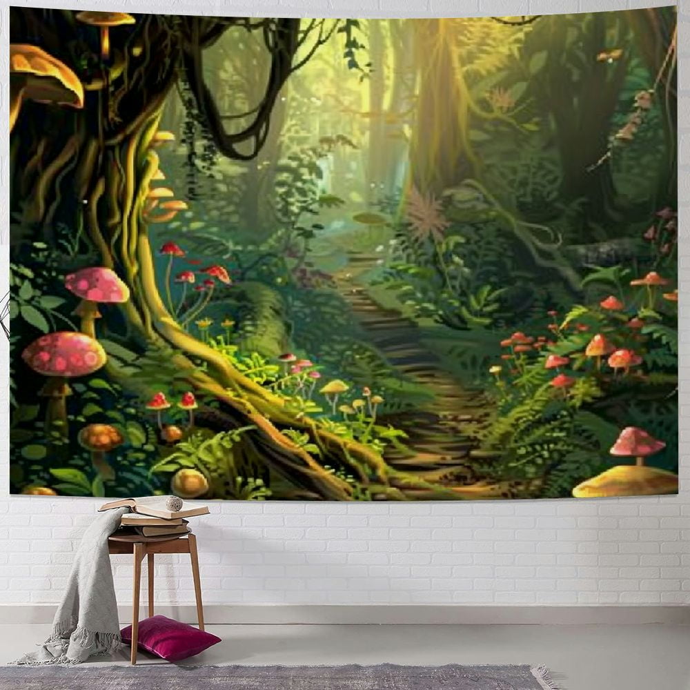 Chilfamy Fantasy Forest Tapestry Misty Forest Green Tree Jungle ...