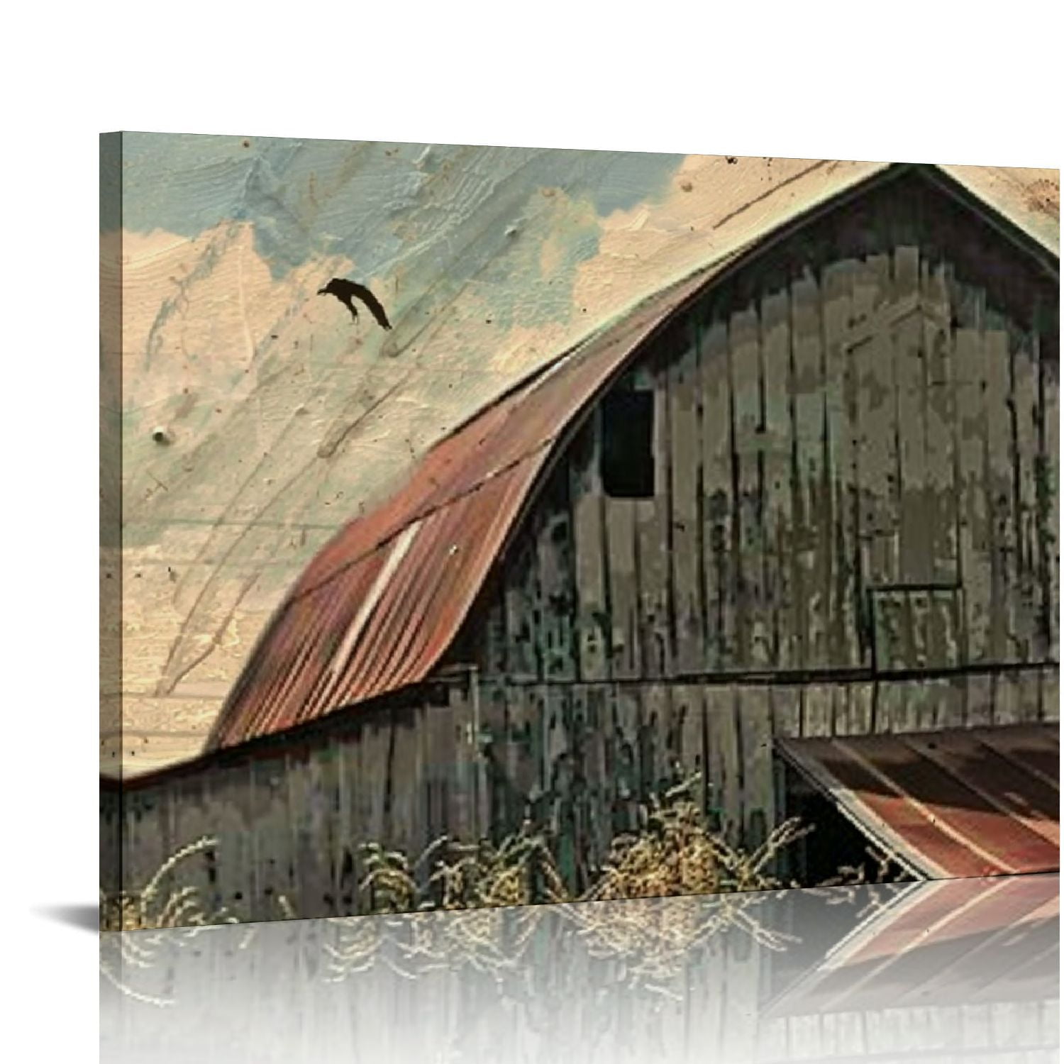Chilfamy Farmhouse Barn Wall Art Rustic Country Barn Windmill Pictures ...