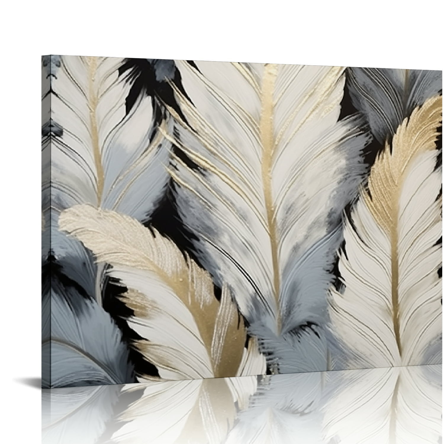 Chilfamy Feathers Wallpaper Art Deco Canvas Wall Art Ready To Hang ...