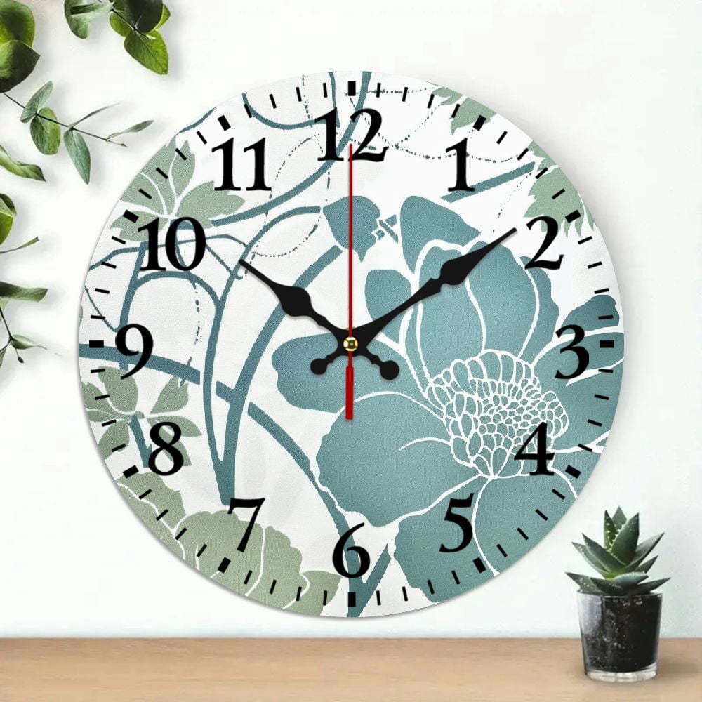 Chilfamy Fine Foliage Lace Wooden Wall Clock 10 inches Battery Operated ...