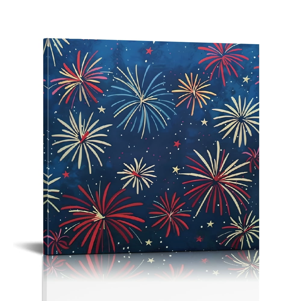 Chilfamy Fireworks Stars American Scene Art Canvas Prints Ready To Hang ...